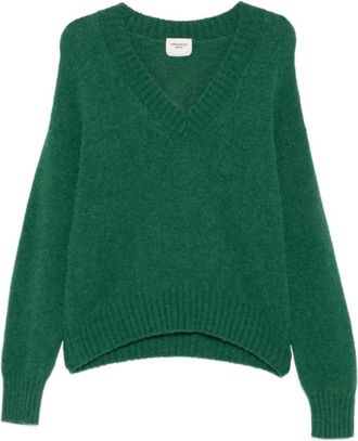 Max Mara Pull en maille &agrave; col en V - Femme - Pulls - Vert - Taille: 40 FR