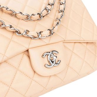 Chanel Crossbody Bags - Chanel Soft Quilted Lambkskin Palladium Jumbo Sing - Gr. unisize - in Beige - f&uuml;r Damen