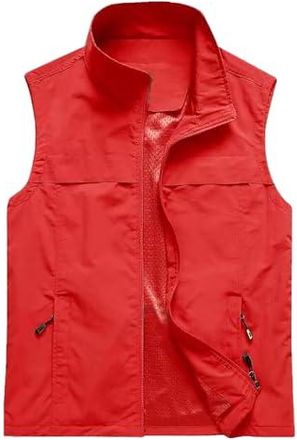 Generic Gilet &agrave; fermeture &eacute;clair pour homme avec poches zipp&eacute;es, col montant fin, gilet softshell minimaliste, l&eacute;ger, tendance et respirant, couleur unie, gil