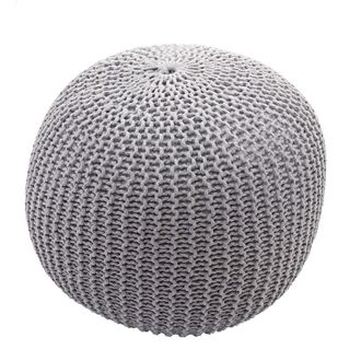 Mendler Pouf HWC-E16, Strickhocker Sitzhocker Strickpouf, Strickoptik 40x50cm - grau