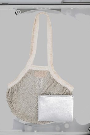 Circus Hotel Womens Mesh Shoulder Bag Silver Cotton - Plastic Glass