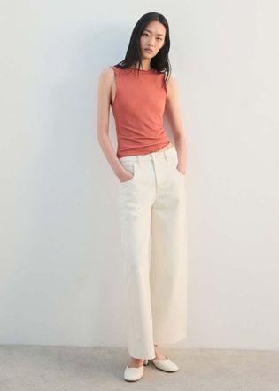 Mango Top base festonn&eacute;e mandarine - Femme - XS - MANGO