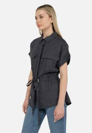 Freshlions Klassische Bluse Zoey (1-tlg) mit Bindeband in der Taille
