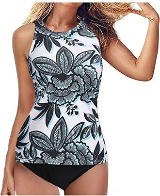 Generic Maillot De Bain Piscine Femme- Ensemble De Deux Maillots De Bain Tankini pour Comprenant Une Pi&egrave;Ce Gainante pour Le Cou Et Le Ventre Et Un Haut Taille