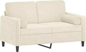 vidaXL 2-Sitzer-Sofa mit Zierkissen Creme 120 cm Samt vidaXL
