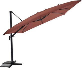 Jardideco Parasol d&eacute;port&eacute;e carr&eacute; inclinable 5 positions Brique chin&eacute; - 3 x 3 m - Jardideco