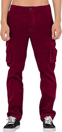 Generic ARtray Pantalon droit en velours c&ocirc;tel&eacute; de couleur unie pour homme - Pantalon cargo extensible avec plusieurs poches - Salopette ample d&eacute;contract&eacute;e po