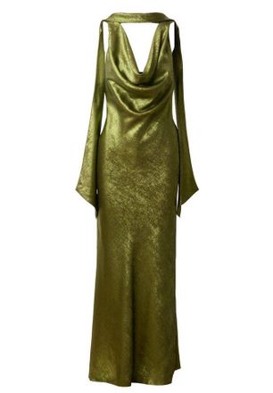 Adrianna Papell Abendkleid Foiled Chiffon Long Dress Metallic, shimmering sleeveless evening gown