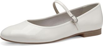 Tamaris Damen Riemchen-Ballerina Vegan; White PATENT/wei&szlig;; 36