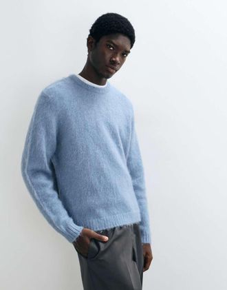 Asos pull oversize en mohair tricot&eacute; bleu clair