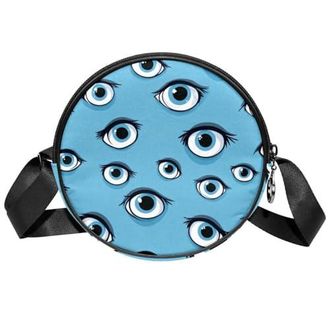 Generic Sac &agrave; bandouli&egrave;re rond pour femme, motif yeux flous, petit sac &agrave; bandouli&egrave;re avec fermeture &eacute;clair, bretelles r&eacute;glables, sac &agrave; main rond d&eacute;contract&eacute; p