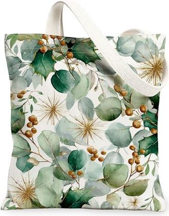 Generic Sacs fourre-tout en toile &agrave; motif floral - R&eacute;utilisables - Vintage - L&eacute;gers et lavables - Taille S, Vert, 13x15 Inch