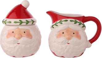 Widdop and Co Widdop Santa & Friends Keramik Nordic Zuckerdose und Krug Set - Festliches Weihnachtsgeschirr mit Weihnachtsmann Design - Keramik Milchk&auml;nnchen & Zuck