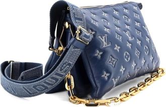 Louis Vuitton Coussin Bag Denim Printed Monogram Embossed Lambskin PM crossbody bag - Blau