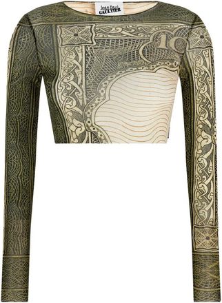 Jean Paul Gaultier Femme, Tops, Multicolore, Taille: 38 FR R&eacute;&eacute;dition The Green Cartouche Crop Top