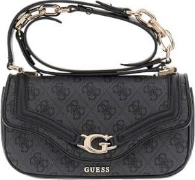 Guess sac à épaule bandoulière Dea Crossbody Flap Coal Logo gris foncé