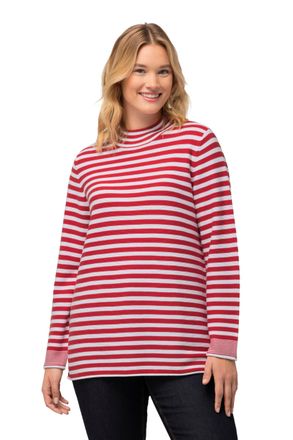 Ulla Popken Damen Ringelpullover, Turtle-Neck Pullover, Salsa, 46 DE/48 DE