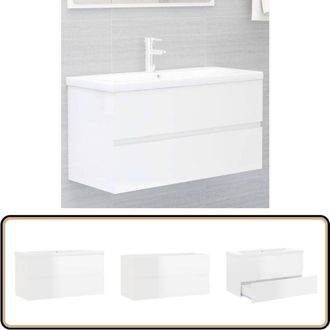 vidaXL Waschbeckenunterschrank mit Einbaubecken Hochglanz-Weiß - Waschbeckenunterschrank - Badezimmermöbel - Küchenwäsche - Spülbecken - Möbel Online Kaufen