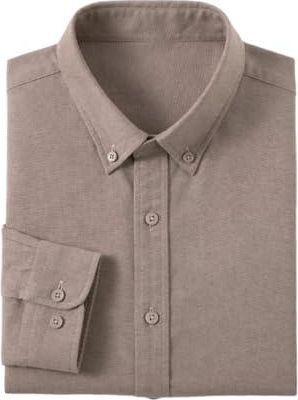 Generic Chemise &agrave; manches longues en coton Oxford pour homme, coupe ajust&eacute;e, d&eacute;contract&eacute;e, respirante, boutonn&eacute;e, kaki, 3XL