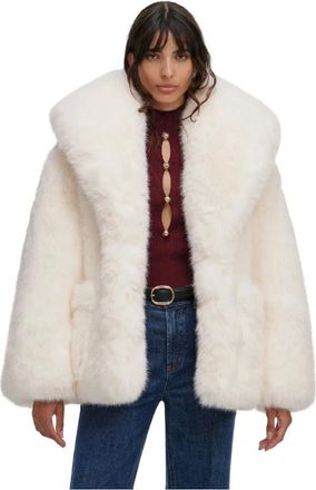 Self Portrait Femme, Vestes, Blanc, Taille: 40 FR Manteau en fausse fourrure