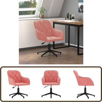 vidaXL Bürostuhl Drehbar Rosa Samt - Samtsofa - Drehstuhl - Bürostuhl Rosa - Ergonomischer Bürostuhl - Höhenverstellbarer Bürostuhl