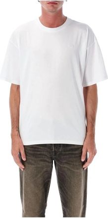 Diesel Homme, Tops, Blanc, Taille: XL T-Shirt Coupe D&eacute;contract&eacute;e Logo Brod&eacute;