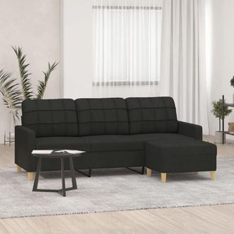 vidaXL Vidaxl - Canap&eacute; &agrave; 3 places avec repose-pieds Noir 180 cm Tissu