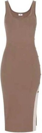 Elisabetta Franchi Femme, Robes, Gris, Taille: 36 FR Robe en jersey avec boutons dor&eacute;s et bande lat&eacute;rale