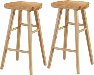 Generic Industrielle Barhocker in Tresenh&ouml;he mit Holzsitz und Fu&szlig;st&uuml;tze, 66/76 cm hoch, f&uuml;r K&uuml;chentheke, Hausbar, Esszimmer