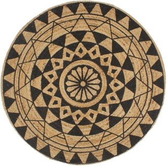vidaXL Tapis fait &agrave; la main Jute avec imprim&eacute; noir 150 cm