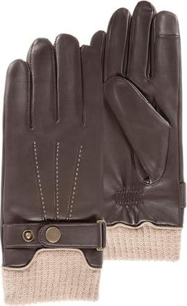 Isotoner Gants homme tatciles, en cuir dagneau pleine fleur, doublés polaire