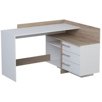 M&S Collection M&s - Bureau dangle 3 tiroirs - Decor chene et blanc - l 128,5 x p 105,7 x h 83,2 cm - thales