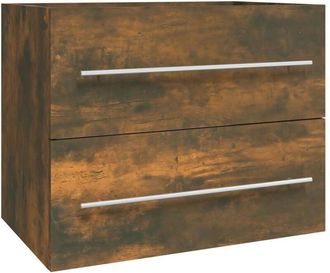 vidaXL Vidaxl - Armoire de lavabo Chêne fumé 60x38,5x48 cm Bois dingénierie