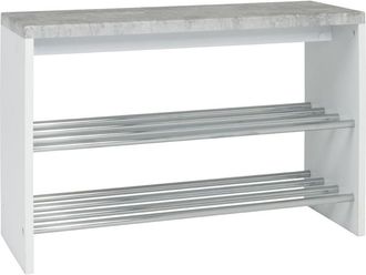 Haku M&ouml;bel 95631 Bank, Metall, Betonoptik-wei&szlig;-chrom, 81 x 30 x 55