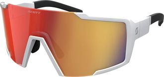 Scott Shield Compact Wechselscheiben Fahrrad Brille matt weiß/rot Chrome