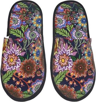 Generic Imprimé Fleurs Vintage Pantoufles Moelleuses Légères Pantoufle Confort Chaussures Pour Chambre Homme Extérieur L