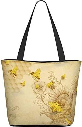 AOOEDM Honey Bee Sunflower Ladies Shopping Bag 13x11x7in.Le cadeau parfait pour la Saint-Valentin.Cest de la Saint-Valentin pour maman, fille, &eacute;pouse, etc