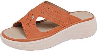 Generic Sandales compens&eacute;es pour femme - Bout ouvert - Semelle &eacute;paisse - &Eacute;l&eacute;gantes - D&eacute;contract&eacute;es - Respirantes - Sandales orthop&eacute;diques pour la marche et la