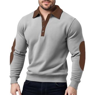 Generic Polo &agrave; manches longues pour homme - T-shirt de golf color&eacute; - Grande taille - T-shirts de sport confortables - Col &agrave; revers - Hauts d&eacute;contract&eacute;s &agrave; port