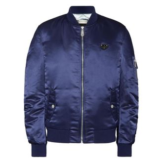 Philipp Plein Homme, Vestes, Bleu, Taille: 2XL Satin Top Gun Bomber LS Gothic Plein