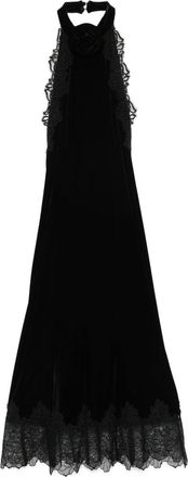 Nissa Midikleid mit Blumenapplikation - Schwarz