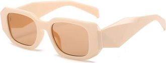 Generic Lunettes De Soleil Carr&eacute;es &Agrave; Petite Monture For Hommes Et Femmes, Id&eacute;ales For Les Activit&eacute;s Plein Air, Trajets Quotidiens Vacances(Beige)