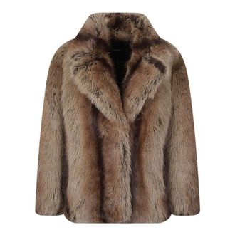 Pinko Pinko, Femme, Vestes, Beige, Taille: 36 FR Caban en fausse fourrure Caladenia