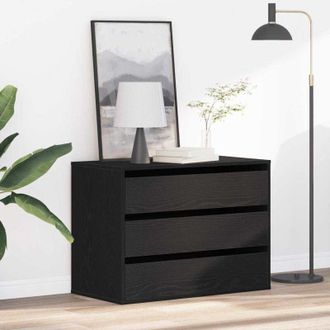 vidaXL Commode Ch&ecirc;ne noir 80 x 41 x 58 cm Bois ding&eacute;nierie Vidaxl