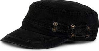 styleBREAKER Casquette Militaire Unisexe au Look Vintage usé, Ajustable en Coton, Style déchiré, Protection Solaire pour Hommes et Femmes, Noir