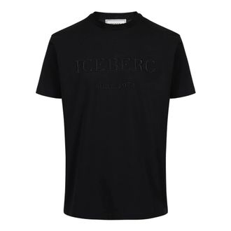 Iceberg Schwarzes Carry-over-Baumwoll-T-Shirt mit institutioneller Logo-Stickerei - - Tops - Herren - Schwarzk - S