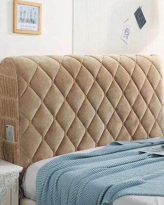 Generic Samtiger Dicker Bettkopfteil Bezug &Uuml;berzug f&uuml;r Doppelbetten, Queensize Betten und Kingsize Betten Kopfteil Bezug die Schlafzimmerdekoration Braun Gesa