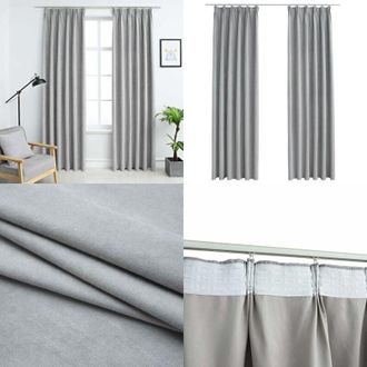 vidaXL Verdunkelungsvorhänge mit Haken 2 Stk. Grau 140x245 cm - Gardine - Vorhang - Grau - Wohnraum - Schlafzimmer - Home & Living