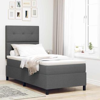 vidaXL Letto A Molle Con Strisce Led Grigio Scuro 100 X 200 Cm Tessuto Vidaxl