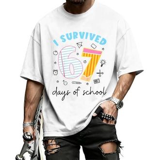 Generic Six Seven Shirt I Survived 67 Days of School Funny Six Seven 67 Meme T-Shirt Fashion Casual Graphic T-Shirt Daily Campus, blanc, 4XL